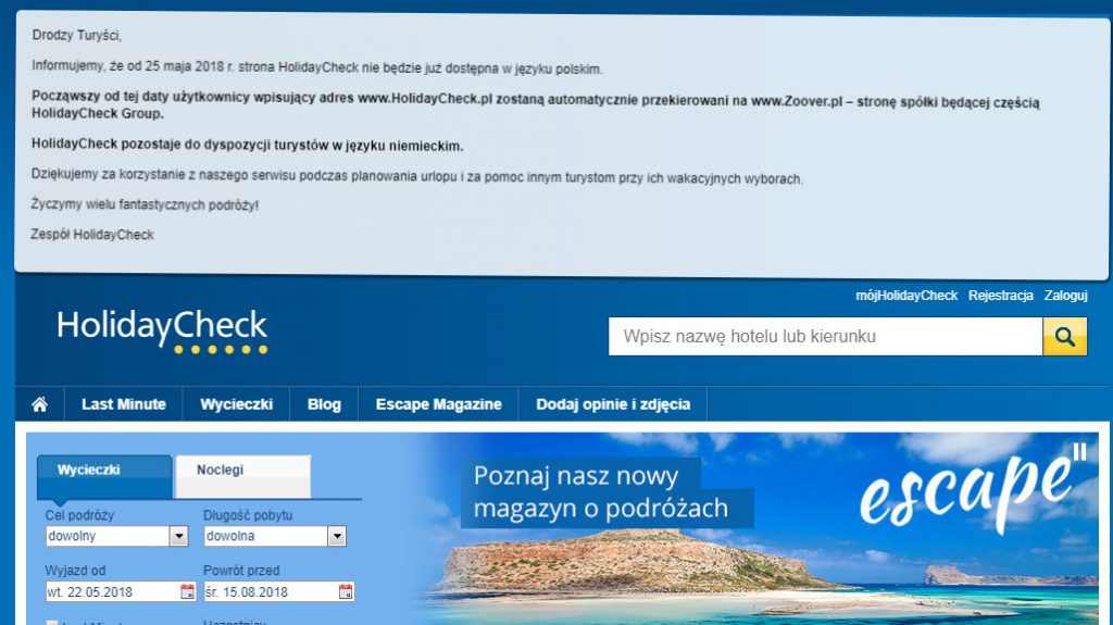 HolidayCheck Stops Support in Polish Language – Reputize Blog